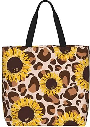 Generic Sac De Courses Tournesol &Agrave; Imprim&eacute; L&eacute;opard Sac &Agrave; Bandouli&egrave;re En Toile Personnaliser R&eacute;utilisable Sacs &Agrave; Main, Pour &Eacute;cole, Burea, Femmes, Tous Les Jour
