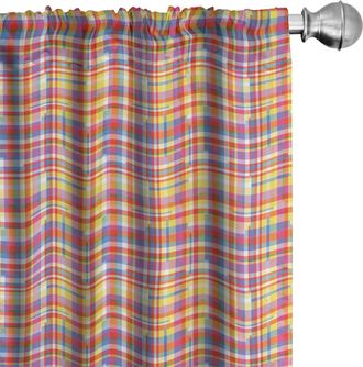 Abakuhaus Bunt Vorh&auml;nge, Gardinen, Abstrakte Striped Plaid Kunst, Fensterbehandlungen f&uuml;r Wohnzimmer Schlafzimmer Dekor, 2 St&uuml;ck 75 cm b x 245 cm h, Mehrfarbig
