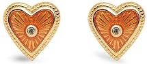 Singularu Boucles doreilles My Heart. Laiton avec finition plaqué or 18 kt. Motif coeur avec détails en zircon et émail. Fermoir silicone. Bijoux pour femme