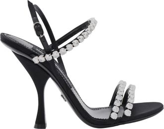 Dolce & Gabbana Sandalen - High-Heeled Black Sandals With Rhinestone Embellis - Gr. 36 (EU) - in Grau - f&uuml;r Damen