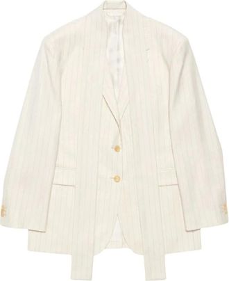 Acne Studios Femme, Vestes, Beige, Taille: 36 FR Blazer &agrave; Rayures avec &Eacute;charpe