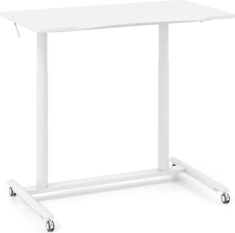 Giantex mobiler Stehschreibtisch, höhenverstellbarer Schreibtisch mit verriegelbaren Rädern & Metallrahmen, rollender Laptop-Schreibtisch, C-förmiger Beistell