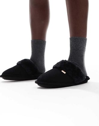 Hunter Chaussons doubl&eacute;s style mules - Noir
