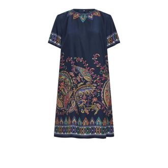 Etro Seiden-Mini-Tunika-Kleid mit platziertem floralem Paisley-Print - - Dresses - Damen - Blau - S
