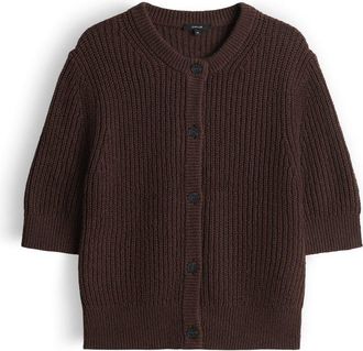 OPUS Cardigan Cardigan aus BCI Cotton mit Rippstruktur Knopfleiste mit Hornoptik-Kn&ouml;pfen, schmale Passform