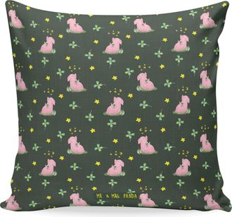 Mr. & Mrs. Panda Dekokissen Schwein Gl&uuml;ck - Geschenk, Sofakissen, Dekokissen Sofa, Sterne, lustige Spr&uuml;che, Couchkissen, Ziele, Kissen 40x40