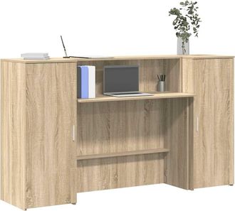 Generic Betongrauer Empfangsschreibtisch, 180 X 50 X 103,5 cm, Glatter, Moderner B&uuml;ro-Rezeptionschreibtisch, Langlebiges Holzwerkstoff (180 x 50 x 103,5 cm)