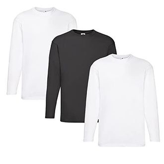 Fruit Of The Loom Fruit of The Loom T-Shirt &agrave; Manches Longues Valueweight pour Homme, 2 Blancs + 1 Noir + 1 Bloc-Notes, XXL
