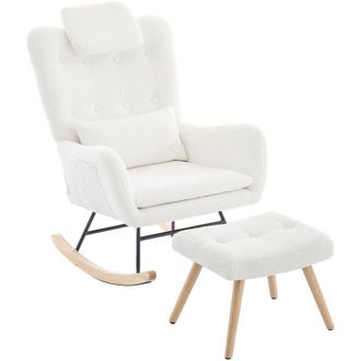 Liberte Fauteuil &agrave; bascule,avec appui-t&ecirc;te et repose-pieds, blanc