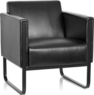 hjh OFFICE Loungesessel Bali Black Gestell schwarz Kunstleder glatt 1-Sitzer schwarz