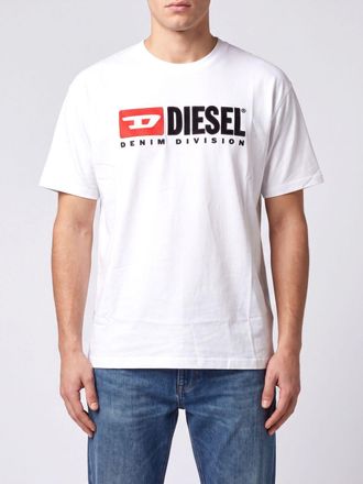 Diesel T-shirt en coton &agrave; col rond avec logo contrastant et &eacute;paules tombantes