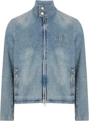 Courr&egrave;ges Veste City Shadow &agrave; logo en denim de coton