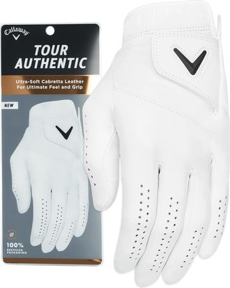 Callaway Authentischer Golf-Tour-Handschuh (Cadet (kürzere Finger), Größe XL, Weiß 2022, auf der linken Hand getragen)