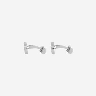 Ferragamo Mens Brass Cufflinks With Engraved Logo Silver Accessory