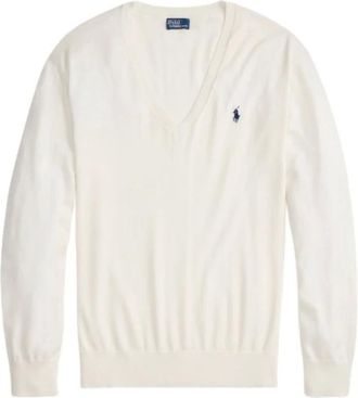 Polo Ralph Lauren Femme, Pulls, Beige, Taille: 40 FR V-neck Tricots