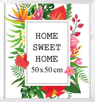 MG Design Weiß Bilderrahmen 50 x 50 cm - Aus echtem Holz mit Acrylglas, zum Aufhängen & Aufstellen, für Fotos, Poster & Puzzle