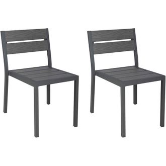 M&S Collection M&s - Lot de 2 chaises en aluminium et bois Gris