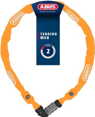 ABUS Kettenschloss 1200 Web - Zahlenschloss aus Spezialstahl - ABUS-Sicherheitslevel 2 - 60 cm - Schwarz/Orange