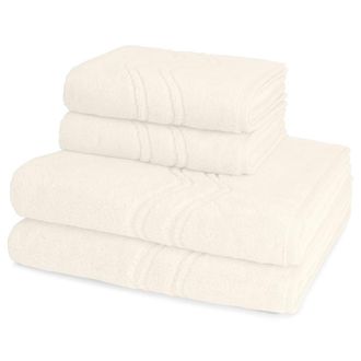ROSS 4 teiliges Frottier-Set - Cashmere Feeling (2 X Handtuch 2 X Duschtuch im Set) - 520 g/m2 - Baumwolle - Walkfrottee - saugstark - weich und flauschig 