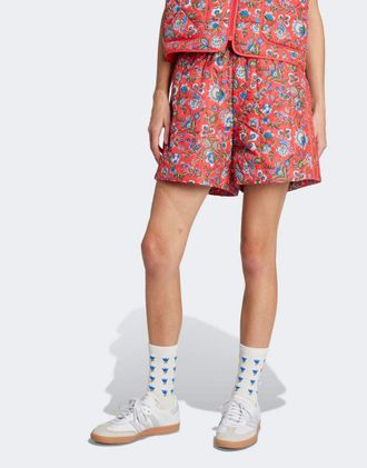 adidas Originals x Liberty London - Short matelass&eacute; - Rouge et multicolore