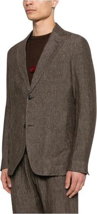 Emporio Armani Homme, Vestes, Brun, Taille: L Veste Blazer Crois&eacute;e en Lin