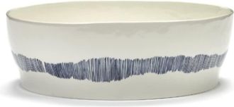 Serax Salad Bowl Feast L28,5 X W28,5 X H9,5 cm White Swirl-Stripes Blue