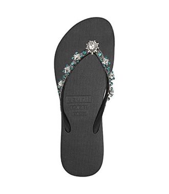 UZURII | Dolce Chrystal - Zwart | Tongs pour femme | Sandales confortables et &eacute;l&eacute;gantes faites &agrave; la main | Pour int&eacute;rieur et ext&eacute;rieur 39/40