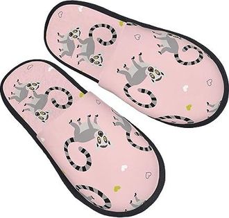 Generic L&eacute;muriens Mignons Homme Femme Chaussures De Maison Peluche Slippers Antid&eacute;rapantes Chaussons Pour Hiver Ext&eacute;rieur Automne M