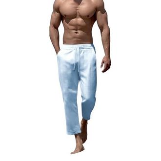 Generic Short de plage d&eacute;contract&eacute; pour homme 2025 - Taille &eacute;lastique - L&eacute;ger - Pantalon de travail ample et droit avec poches - Pantalon de vacances respiran