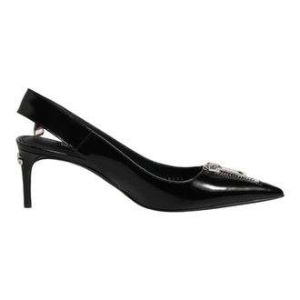 Dolce & Gabbana Zipper Leder Slingback Pumps - - Shoes - Damen - Schwarzk - 37 EU