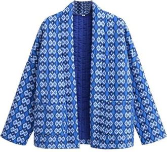 Generic Veste matelass&eacute;e, parka, manteau dhiver chaud et doubl&eacute;, imprim&eacute; folklorique 3D, coutures de couleurs contrast&eacute;es, veste softshell &agrave; revers, demi-sais