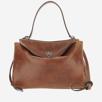 Balenciaga Womens Shoulder Bag Rodeo Brown Lambskin Leather