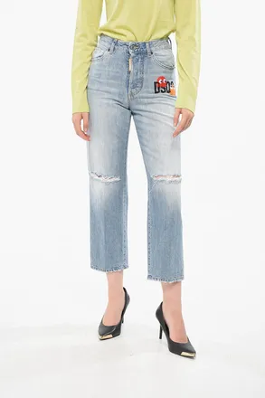 Dsquared2 PAC-MAN Wide-Leg Jeans BOSTON with Distressed Detail 19cm Dsquared2