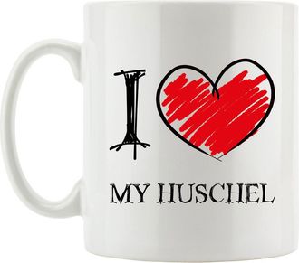 Pixxprint I Love My Huschel Fun Tasse, ca. 300ml Fassungsverm&ouml;gen, Keramik Wei&szlig;, Sp&uuml;lmaschinenfest