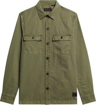 Superdry Herren Military Langarm-Overshirt Olivgr&uuml;n Kaki XL