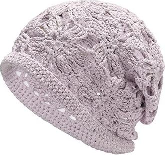 ZLYC Bonnet Souple crocheté en Coton pour Femme, Fait à la Main, pour lété, Taille Unique