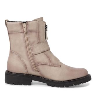 Jana Damen Stiefeletten ohne Absatz aus Kunstleder mit Schnalle Weite H Mehrweite, Grau (Stone), 37 EU