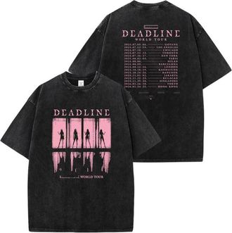 Generic Deadline T-Shirt 2025 World Tour Grafik-Support High Street Baumwolle Merch Shirt(D,2XL)