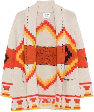 Kujten Intarsia-knit Shawl-collar Cardigan