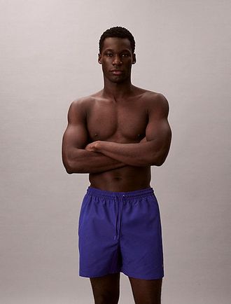 Calvin Klein Medium Badeshorts Mit Tunnelzug - Ck Monogram - Blue River Fog - Herren - 2XL