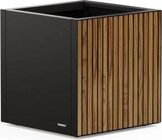 Herstera Garden Metall Pflanzk&uuml;bel Deco Planter S | Kompakter Pflanzkasten aus Holz und Metall | Schwarz Pantone6 C | F&uuml;r Innen- und Au&szlig;ennutzung | 50x50x50 cm