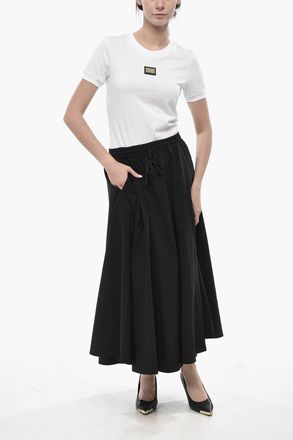 Yohji Yamamoto Midi Flared Skirt with Elastic Waist Yohji Yamamoto