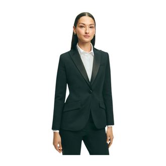 Brooks Brothers Schwarze Stretch-Tuxedo-Jacke aus Wollmischung - - Jackets - Damen - Schwarzk - L