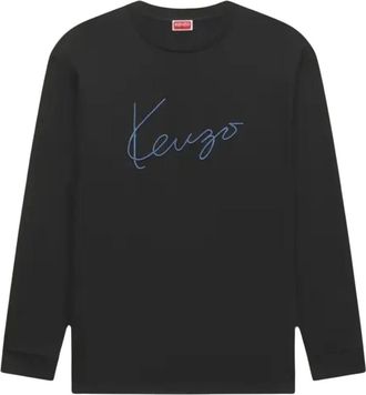 Kenzo Homme, Tops, Noir, Taille: XL T-shirt &agrave; Manches Longues Signature