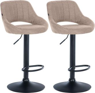 Clp Lot de 2 tabourets de bar Milet en tissu Taupe M&eacute;tal noir mat