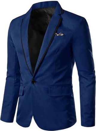 Generic Veste de Costume Homme Bleu Taille M, Coupe Slim, boutonn&eacute;e, id&eacute;ale pour Un Look d&eacute;contract&eacute; ou Professionnel