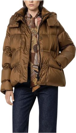Luisa Cerano Doudoune avec capuche amovible - Femme - Vestes - Brun - Taille: 44 FR