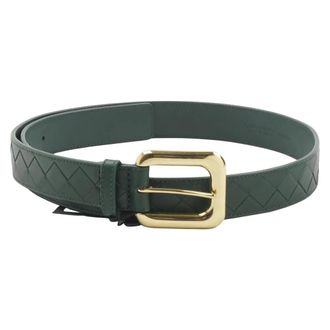 Bottega Veneta Femme, Accessoires, Vert, Taille: 70 CM Intrecciato Leather Belt