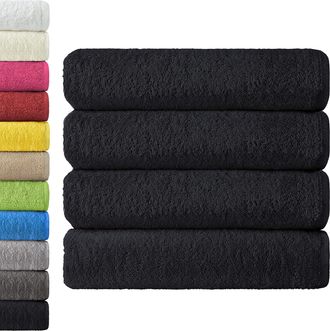 NatureMark 4er Pack Duschtücher, Größe 70x140cm, Schwarz, 100% Baumwolle