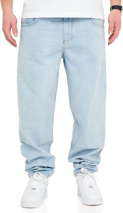 Behype. Herren Jeans Tapered-Fit Jeanshose 100% Baumwolle Denim Baggy Hose Used Look Mens DC_JN-243-Ice Blue-W32